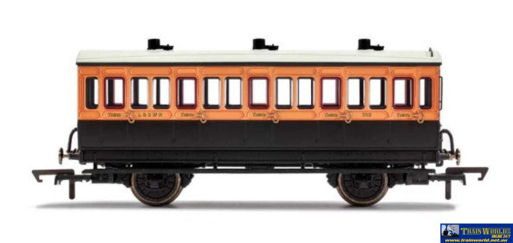 HMR-R40108 Hornby LSWR, 4-Wheel Coach '3rd Class' #302 with Lighting E ...