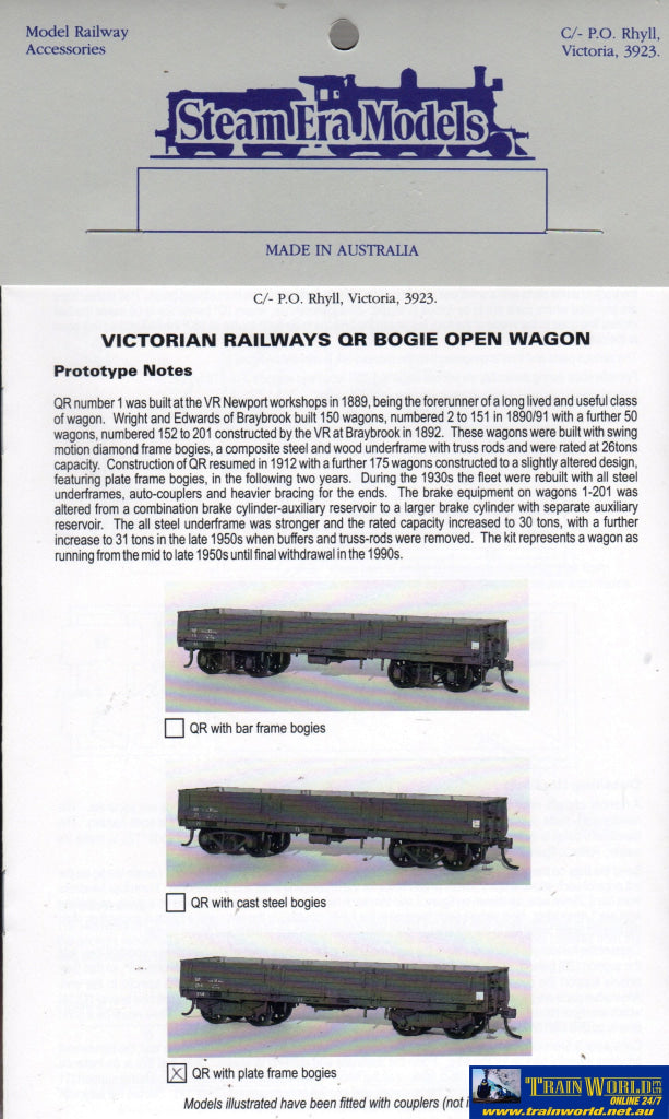 SEM-R27PF Steam Era Models *Kit* VR QR-Type Open-Wagon with Plate-Fram ...